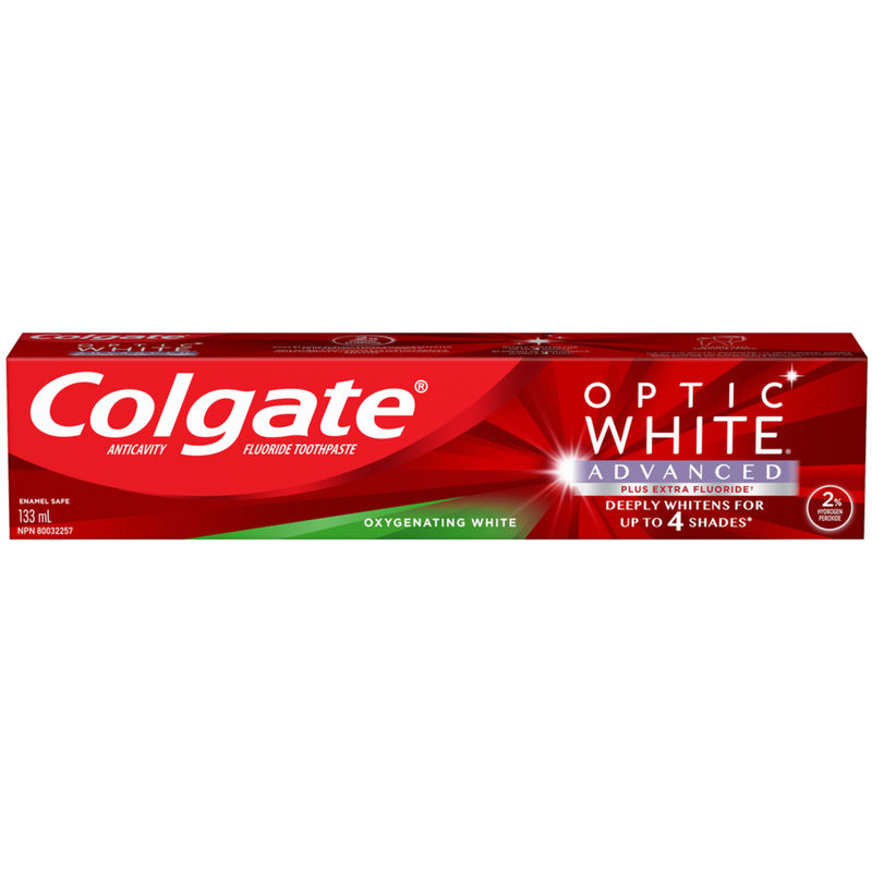 Colgate Optic White Advanced Teeth Whitening Toothpaste, Oxygenating ...