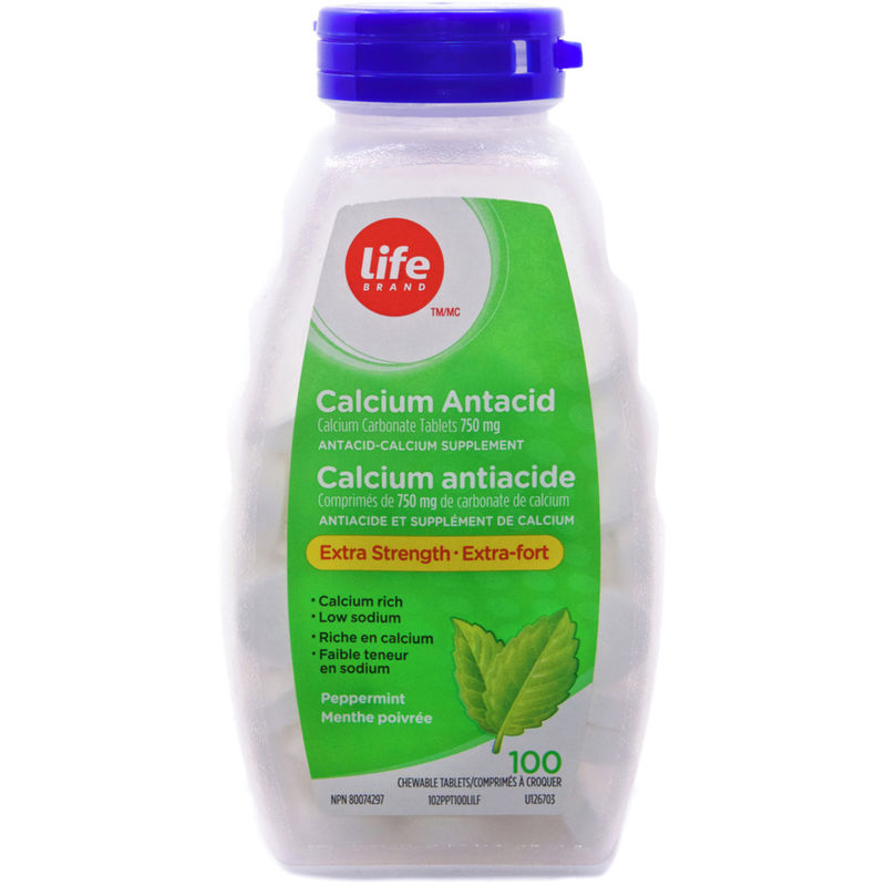 Life Brand Extra Strength Calcium Antacid Peppermint 100 EA - CTC Health