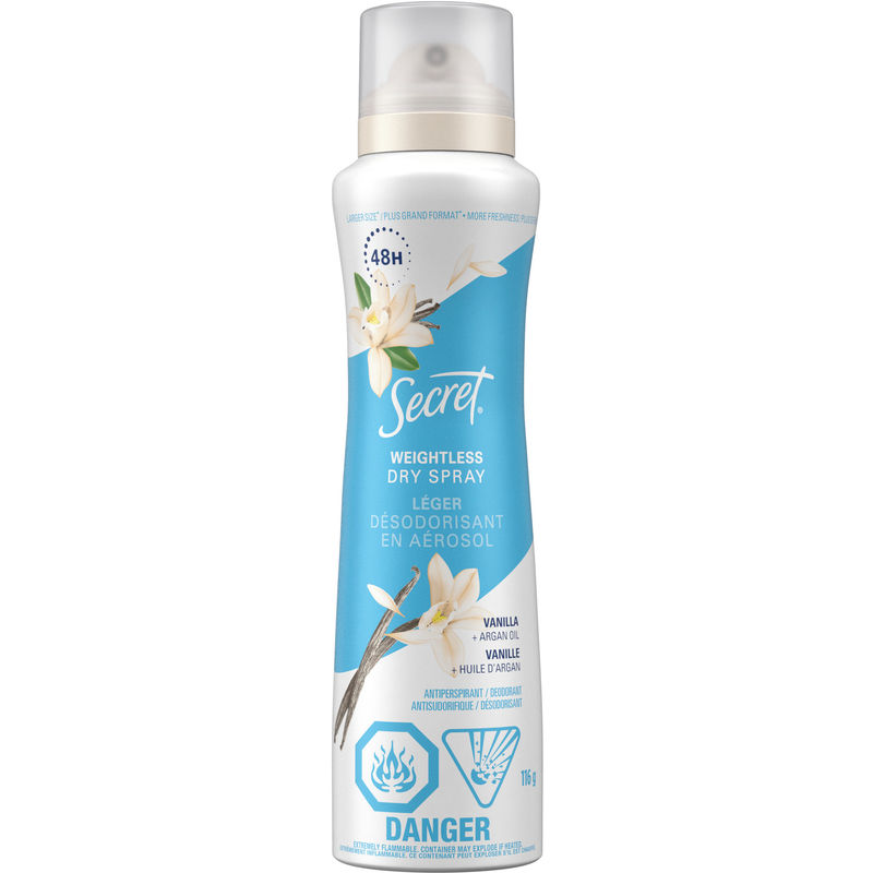 Secret Dry Antiperspirant Deodorant Spray Vanilla+Argan Oil 116g - CTC ...