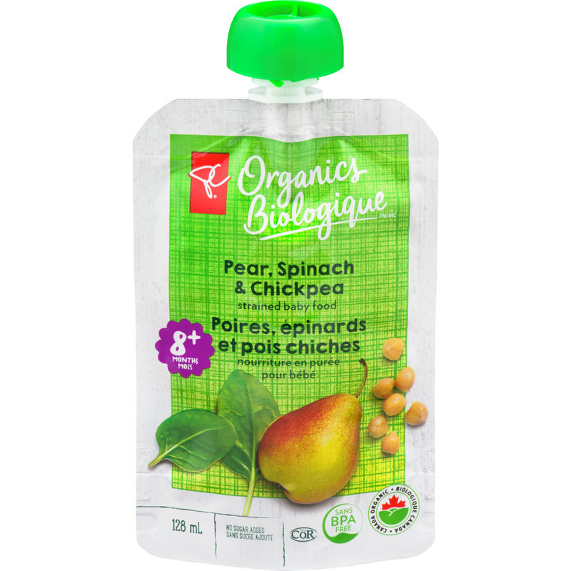 PC Organics PCO Pear Spinach & Chickpea Baby Food 128mL - CTC Health