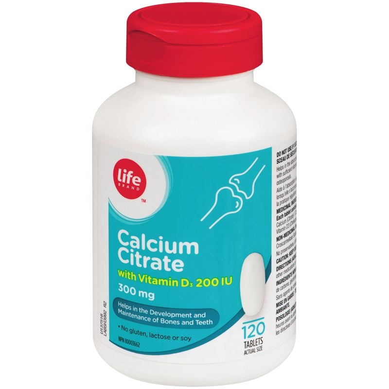 Life Brand Calcium Citrate 300mg with Vitamin D3 200 IU 120 TAB - CTC ...