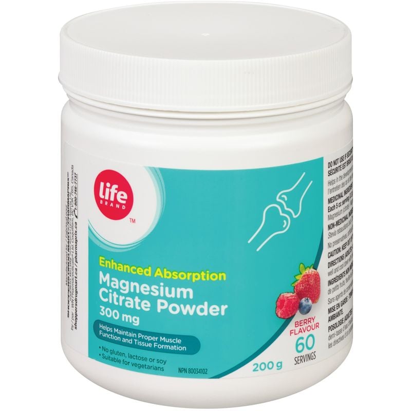 Life Brand Magnesium Citrate Powder 300mg 200 g - CTC Health