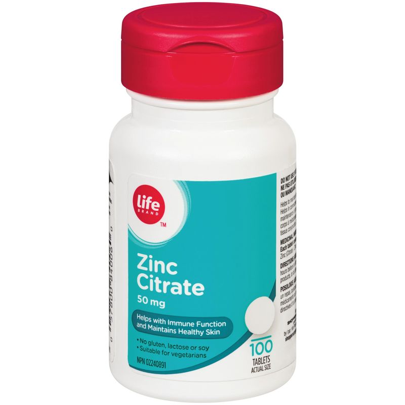 Life Brand Zinc Citrate 50mg 100 TAB - Immune Boosting Supplement - CTC ...