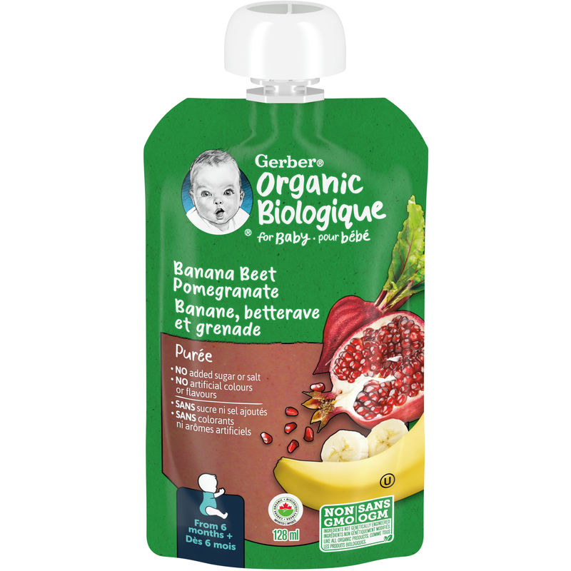 GERBER Organic Puree Banana Beet Pomegranate Baby Food 128 mL - CTC Health