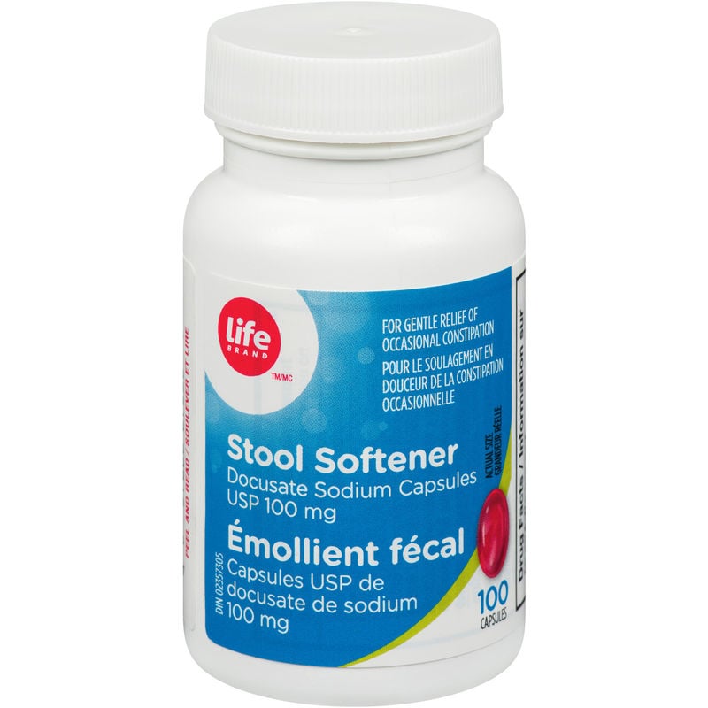 Life Brand LB Stool Softener 100 Capsules - Docusate Sodium Capsules ...