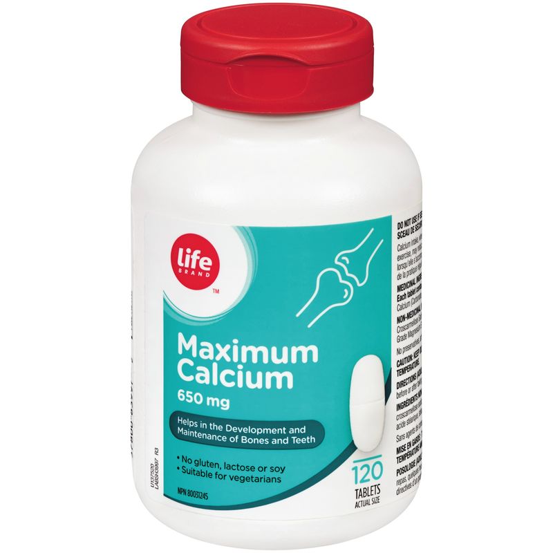 Life Brand Maximum Calcium 650mg with Vit D3 400IU 120 TAB - CTC Health