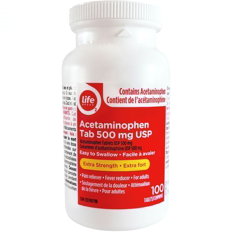 Life Brand LB Acetaminophen Tab 500 mg USP 100 TAB - Extra Strength ...