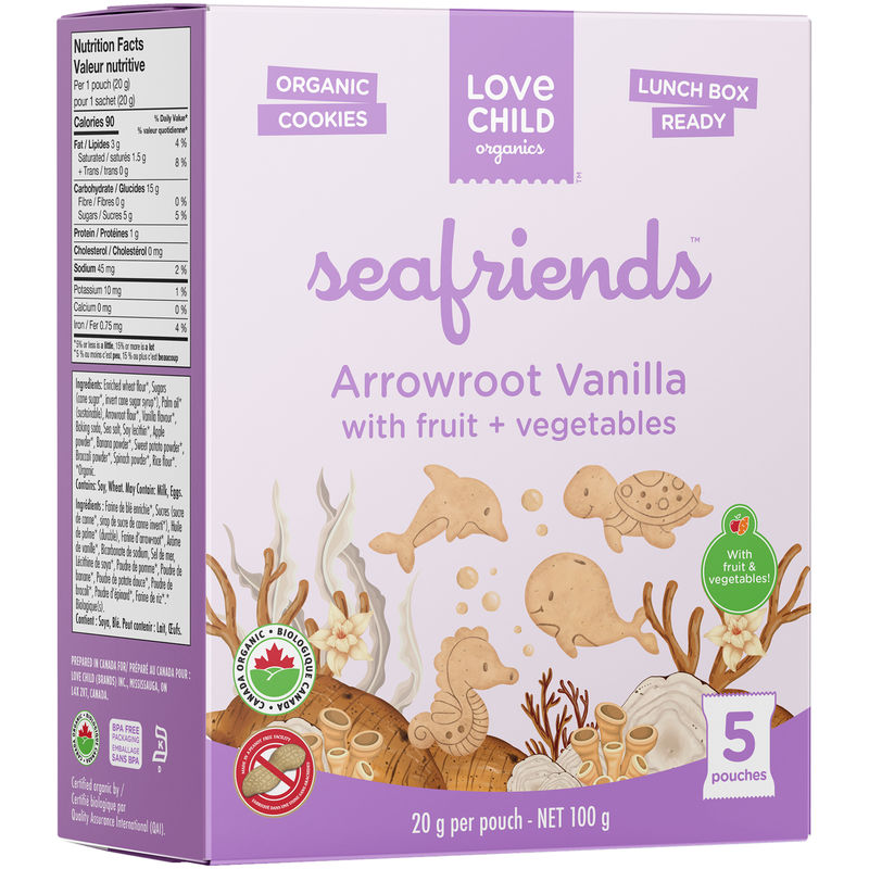 Love Child Seafriends Arrowroot Vanilla Cookies Snack Pack 1G - CTC Health