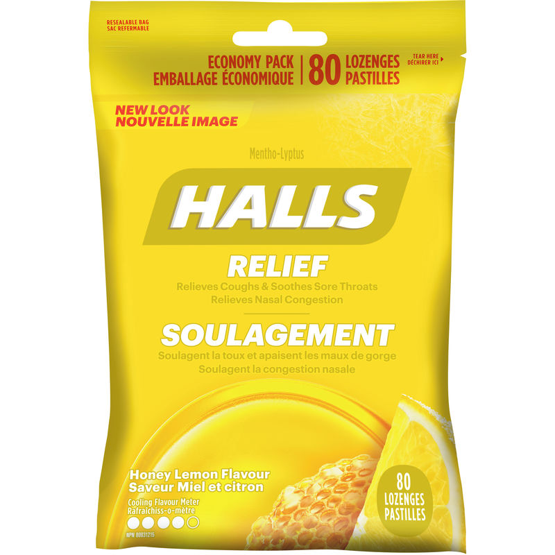 Halls Relief Mentho-lyptus, Honey Lemon Flavour, 80 Cough Drops - CTC ...