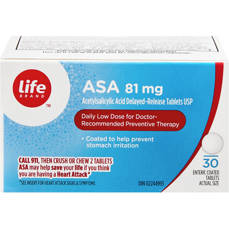 Life Brand ASA 81mg - Acetylsalicylic Acid Tablets USP - CTC Health