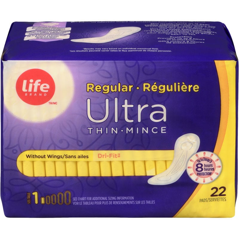 Life Brand Ultra Thin Regular Without Wings 22 Pads - CTC Health