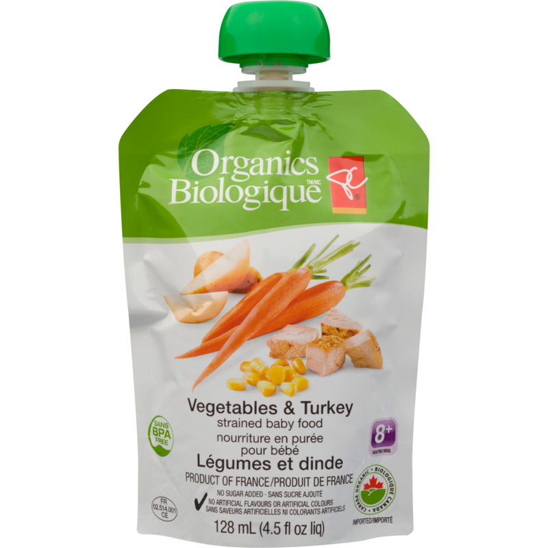 PC Organics Strained Baby Food Vegetables & Turkey 128 ML - CTC Health