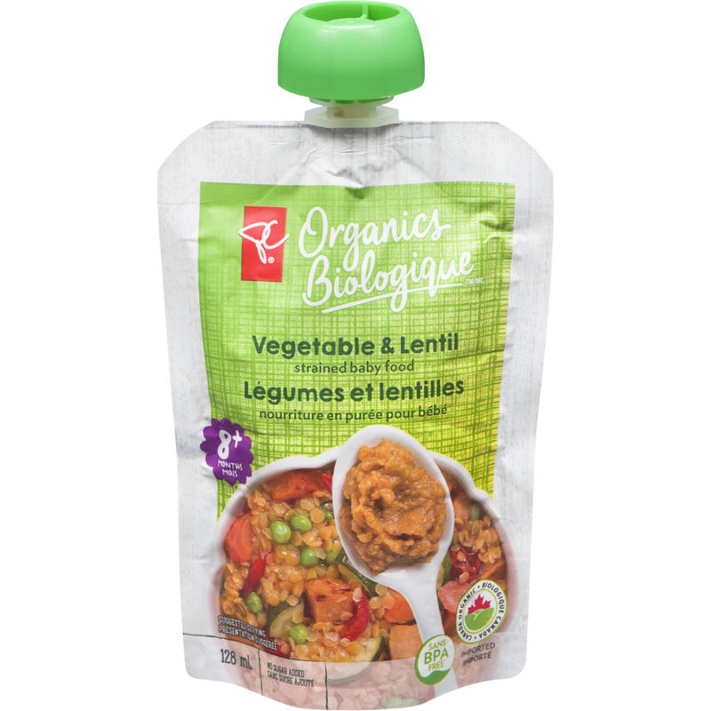 PC Organics Strained Baby Food Vegetable & Lentil 128 ML - CTC Health