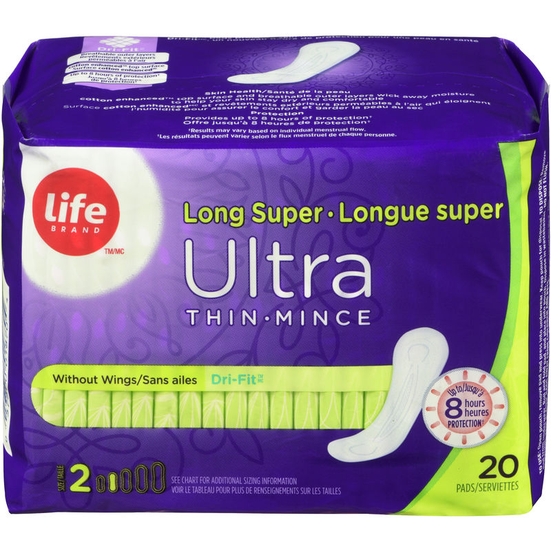Life Brand Maxi Pad Ultra Thin Long 20 Pads - CTC Health