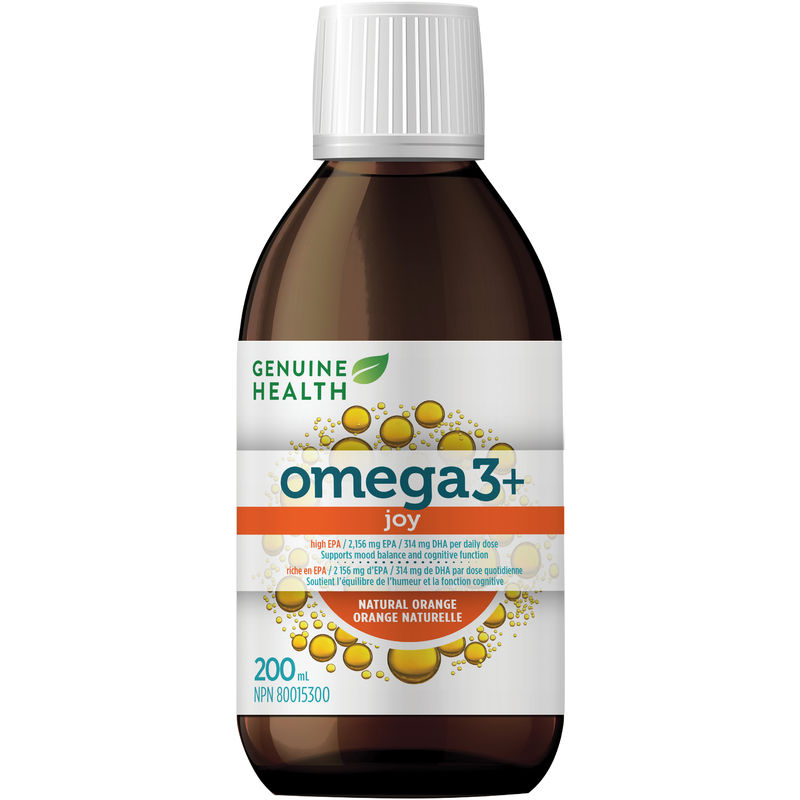 Genuine Health Omega3+ Joy Liquid Fish Oil Supplement, Natural Orange ...