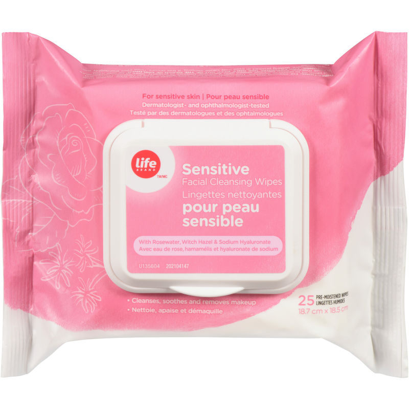 Life Brand Sensitive Facial Cleansing Wipes 25 PCS - CTC Health