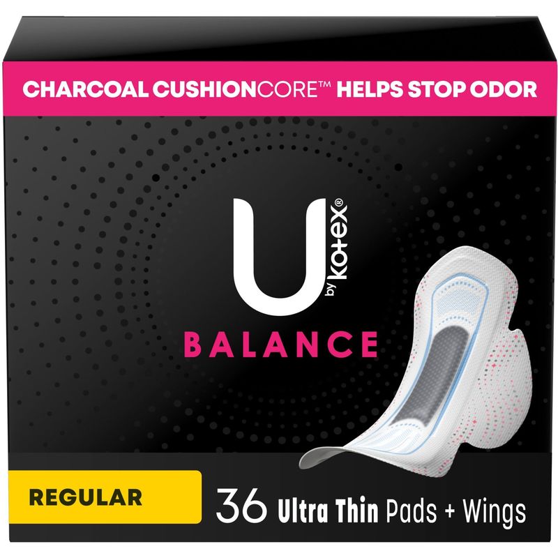 U By Kotex Ultra Thin Pads with Wings, Regular Absorbency 36 Count ...
