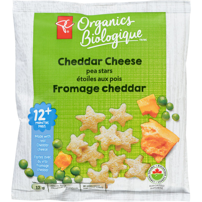 PC Organics Pea Stars Cheddar Cheese 12 g - CTC Health