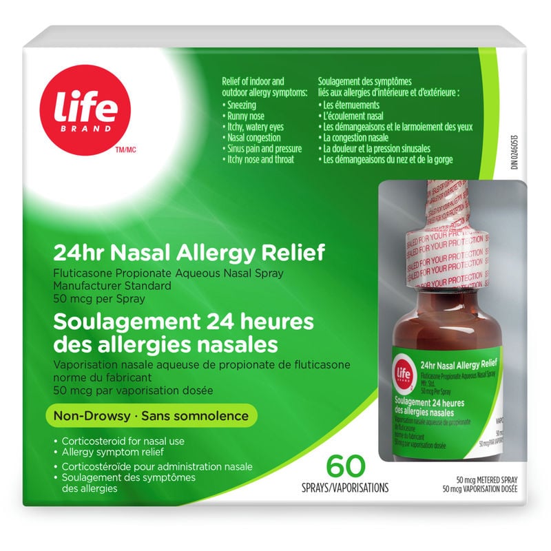 Life Brand 24Hr Nasal Allergy Relief 60 ea FLUTICASONE ALLERGY NASAL ...