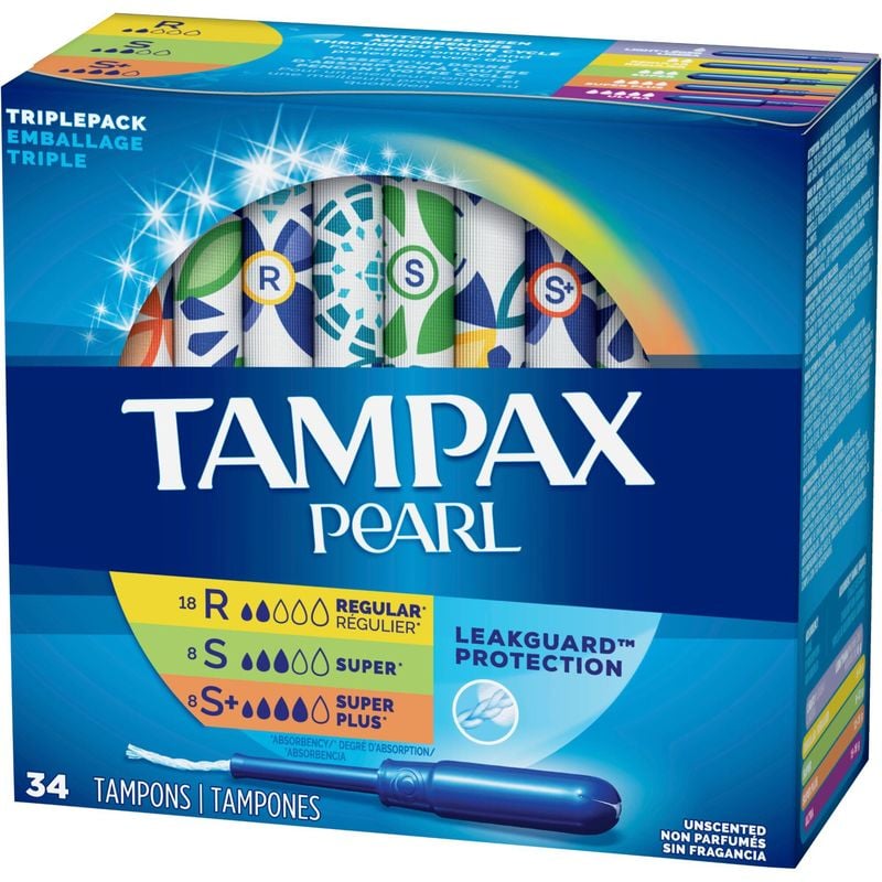Tampax Pearl Tampons, Regular/Super/Super Plus Absorbency with ...