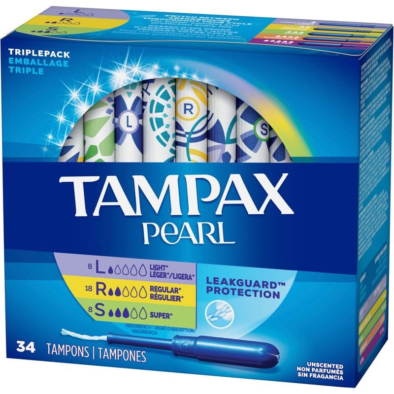 Tampax Pearl Tampons, Light/Regular/Super Absorbency with LeakGuard ...