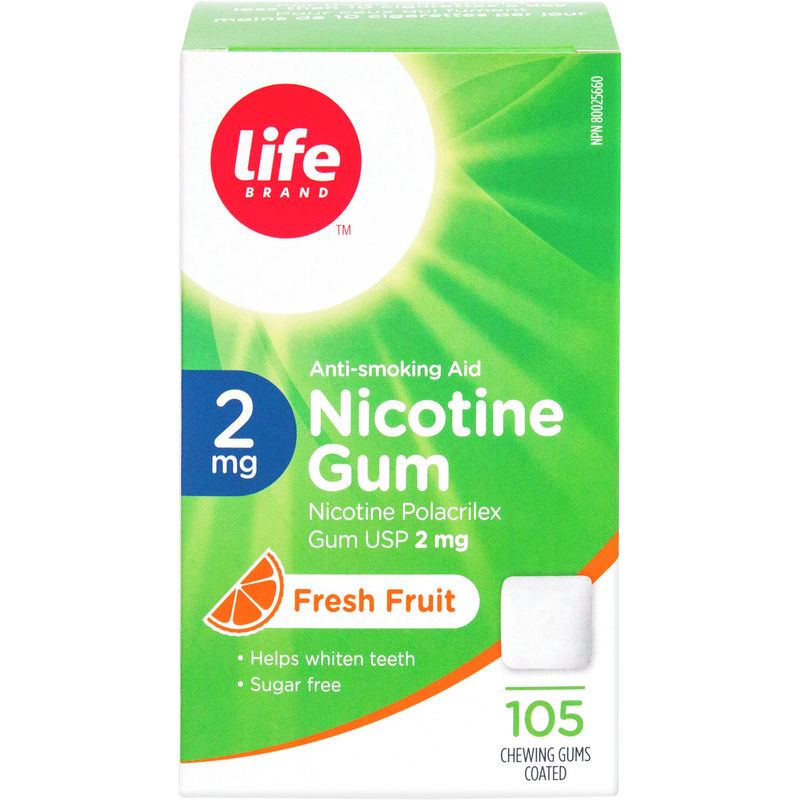 Life Brand LB Nicotine Gum 2mg Fresh Fruit 105 ea - CTC Health