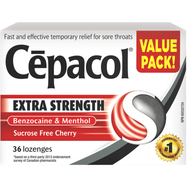 Cepacol Extra Strength Sucrose-Free Cherry Sore Throat Lozenges, 36 ct ...
