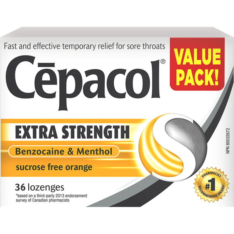 Cepacol Extra Strength Sucrose-Free Orange Sore Throat Lozenges, 36 ct ...