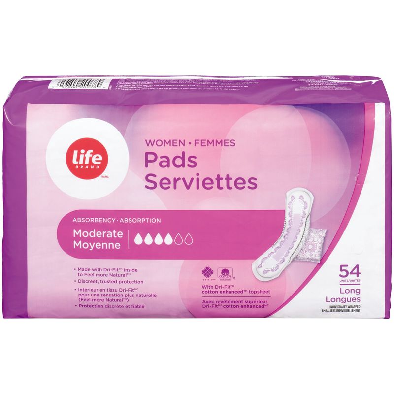 Life Brand Women’s Pads Moderate Absorbency 54 Pads - CTC Health