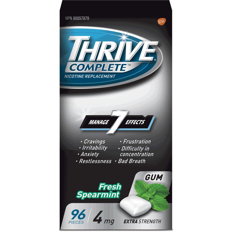 Thrive Complete Gum 4mg Extra Strength Nicotine Replacement Fresh ...
