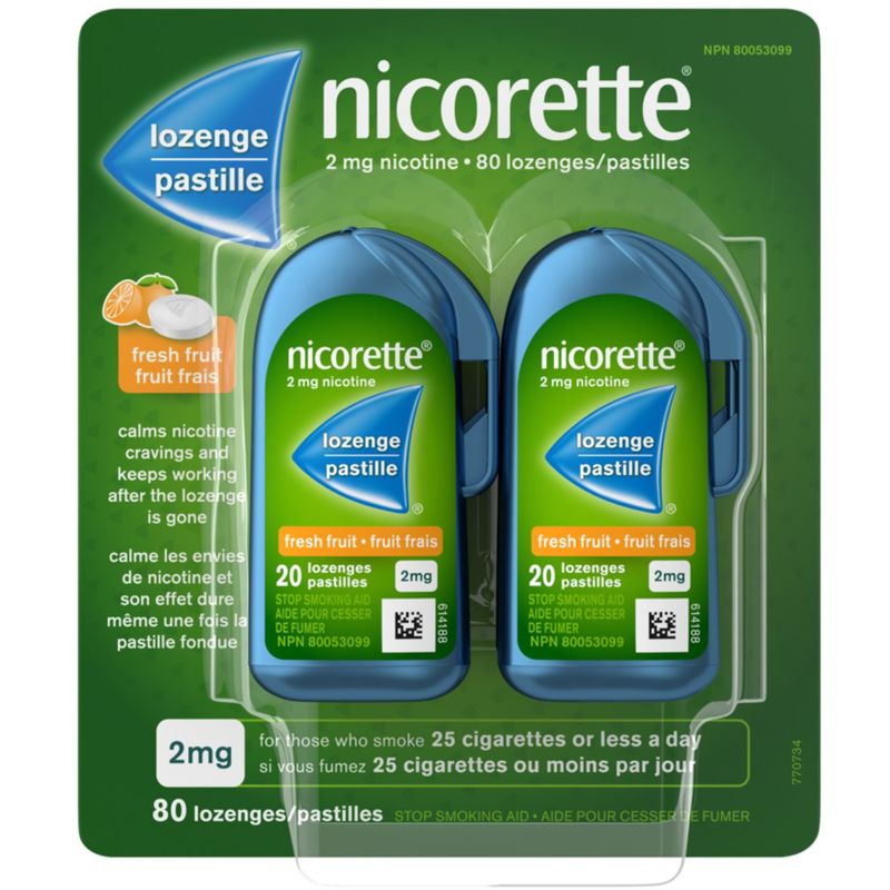 Nicorette Nicotine Lozenges, 2mg, Fruit, 80 Count - CTC Health