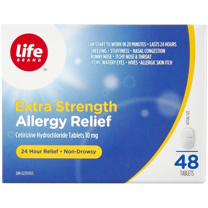 Life Brand EXTRA STRENGTH ALLERGY RELIEF Cetirizine Hydrochloride ...