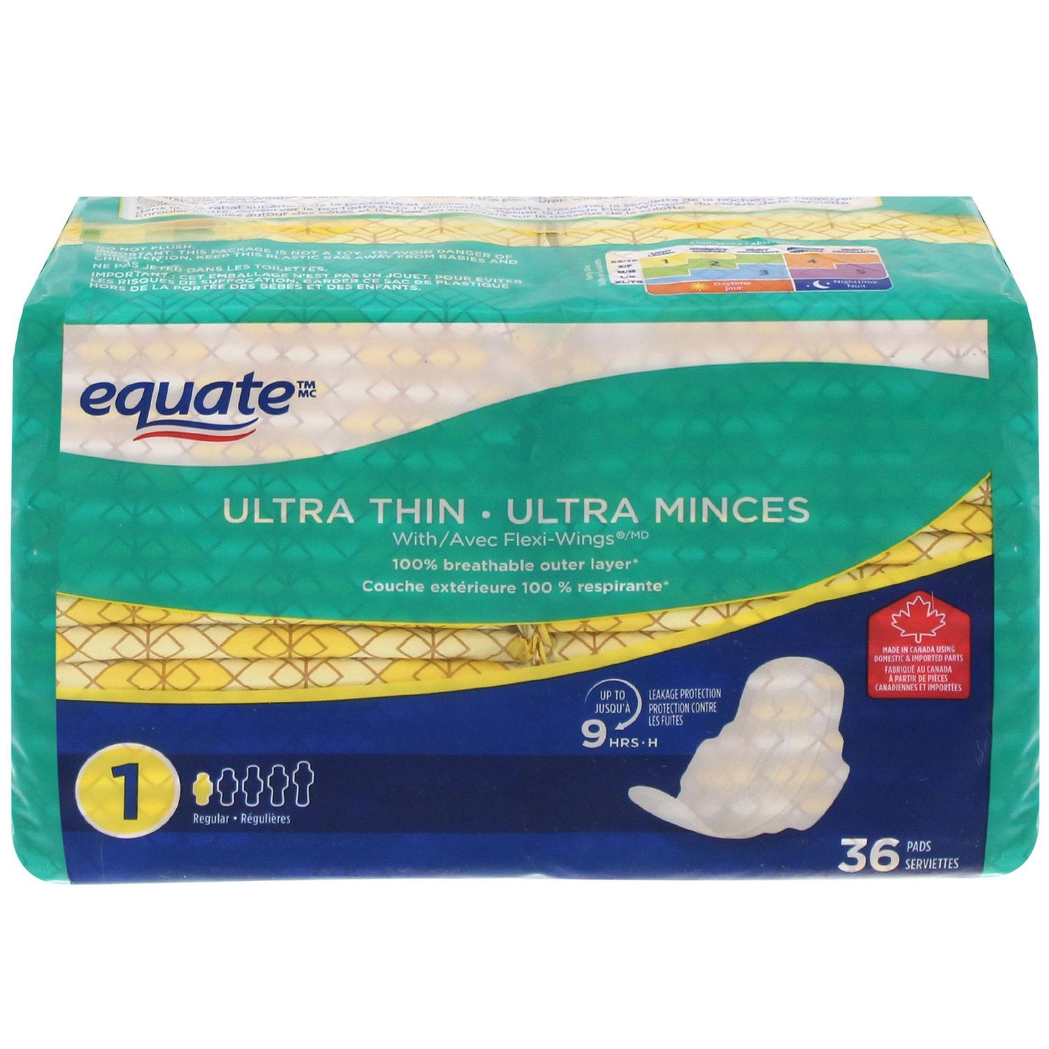 Equate Ultra Thin Regular Maxi Pads with Flexi-Wings - CTC Health