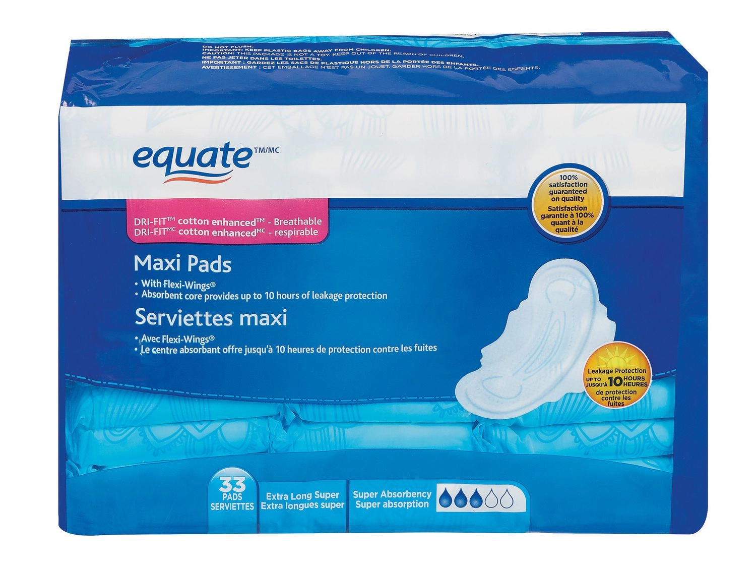 Equate Extra Long Super Maxi Pads with Flexi-Wings - CTC Health