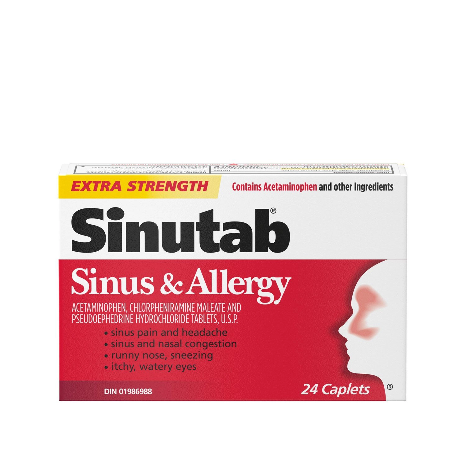 SINUTAB Extra Strength Sinus & Allergy Caplets 24 Caplets - CTC Health
