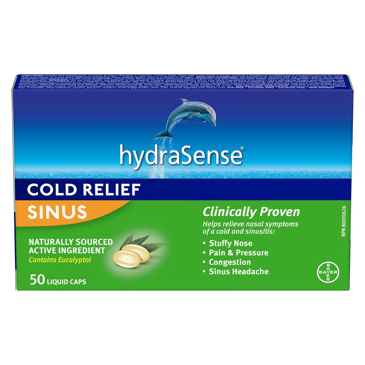 HydraSense Sinus Cold Relief Capsules 50 L - CTC Health