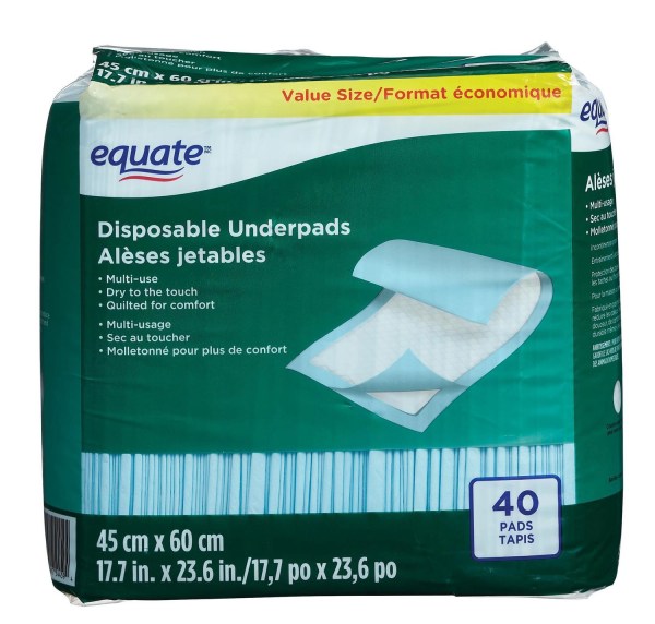 Equate Disposable Underpads 45X60CM, 40CT - CTC Health