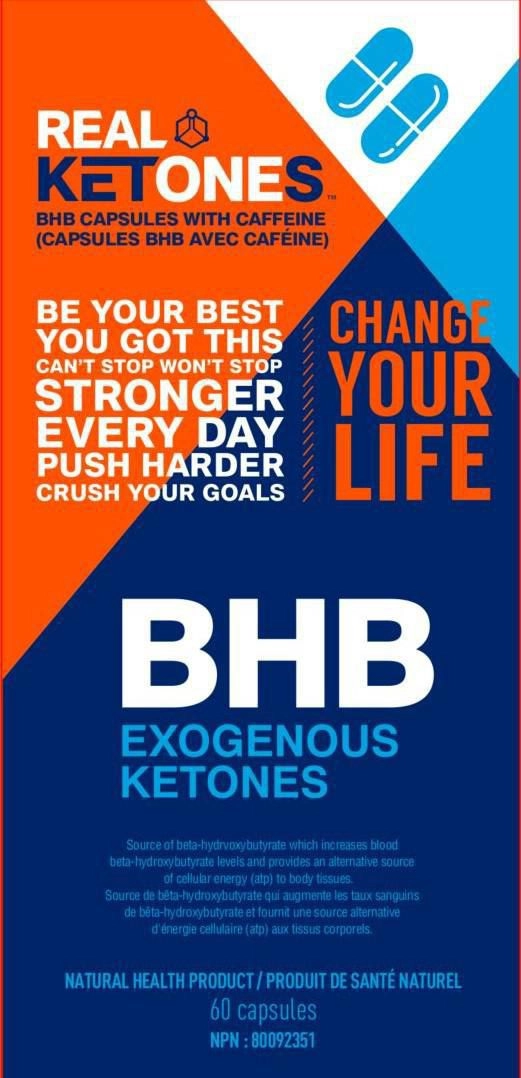 Real Ketones Keto BHB Capsules with Caffeine 60 CAPSULES - CTC Health