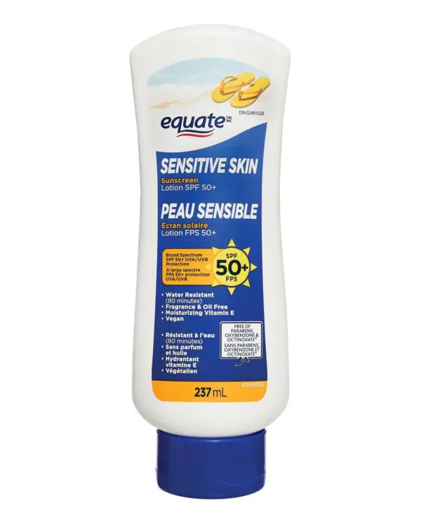 Equate Sensitive Skin SPF 50+ Sunscreen Lotion 237 mL - CTC Health