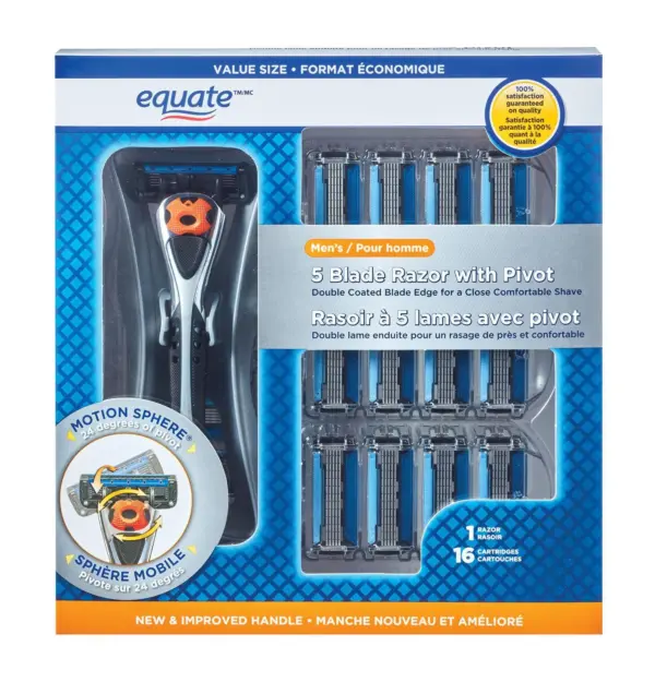 Equate 5 Blade Razor with Pivoting Head and Refills Value Pack - CTC Health