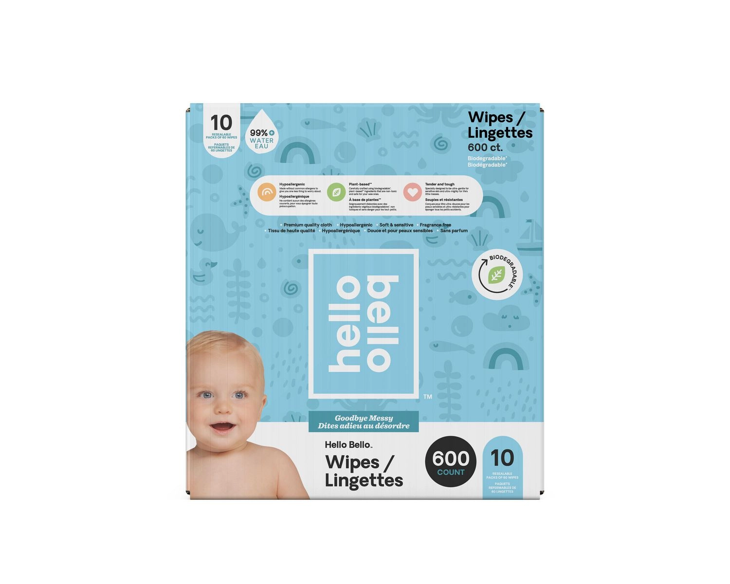 Hello Bello Hypoallergenic Baby Wipes 600 Count - CTC Health