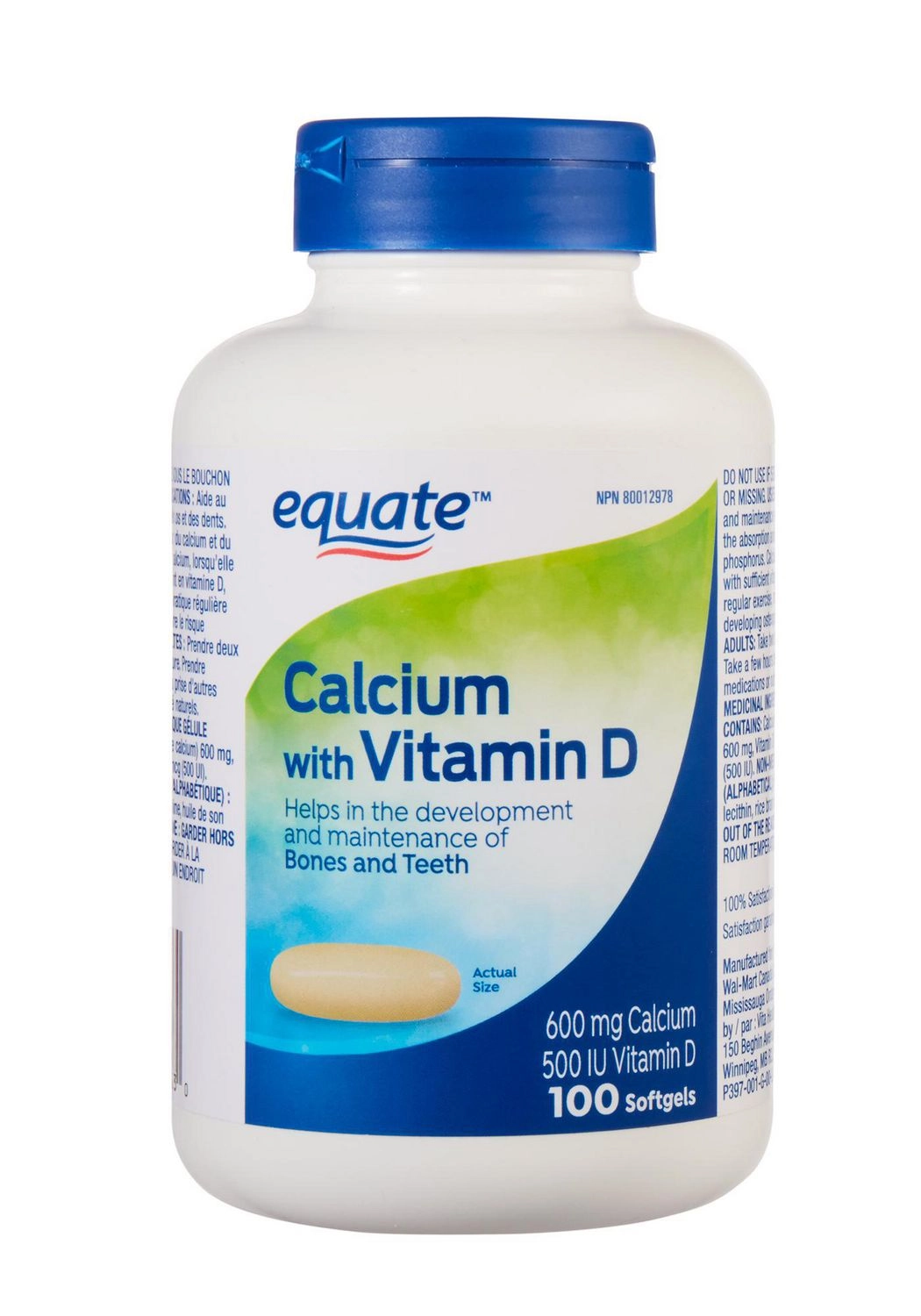 Equate Calcium with Vitamin D Softgels 100 Softgels - CTC Health