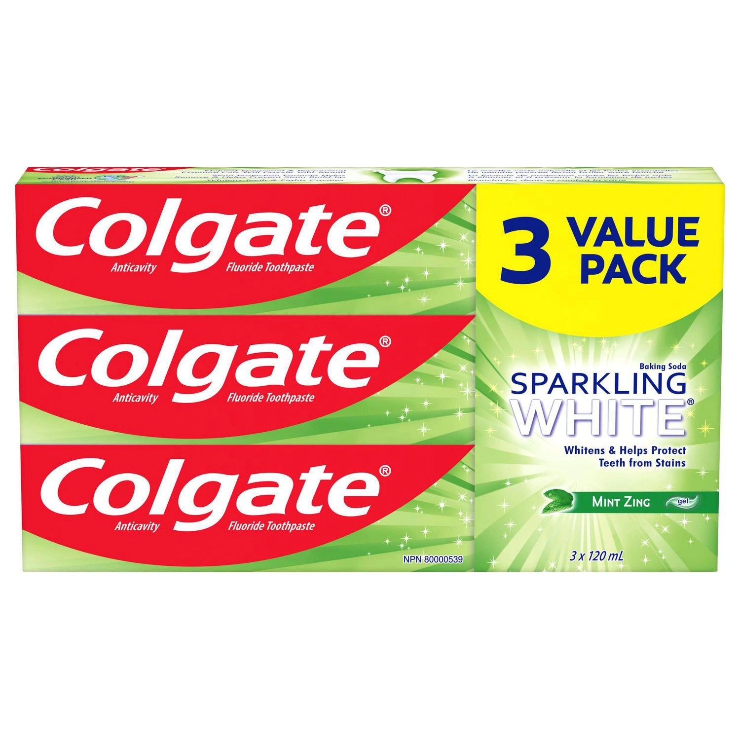 Colgate Sparkling White Whitening Toothpaste, Mint Zing - 120ml, 3 Pack ...
