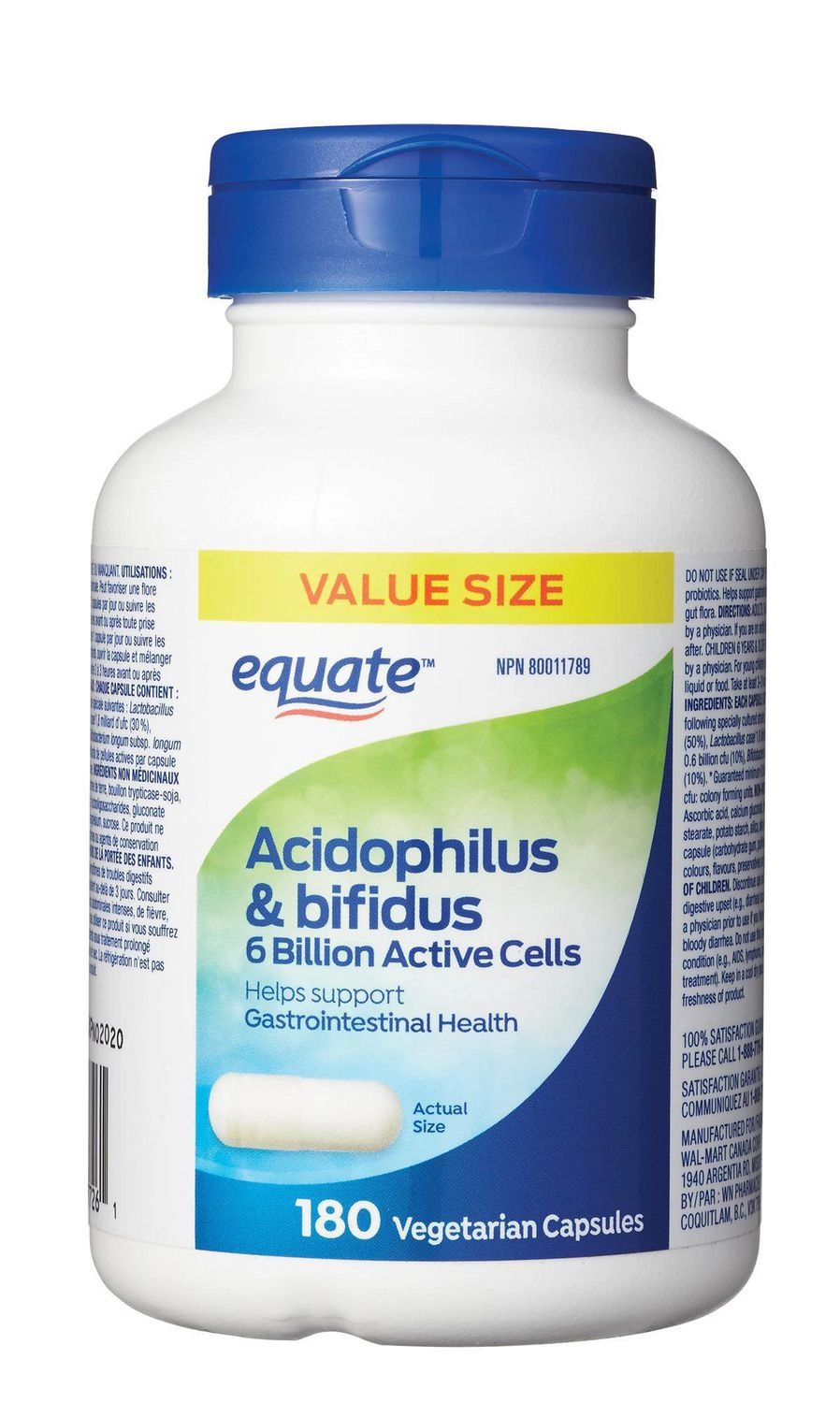 Equate Acidophilus & Bifidus Probiotic Supplement - CTC Health