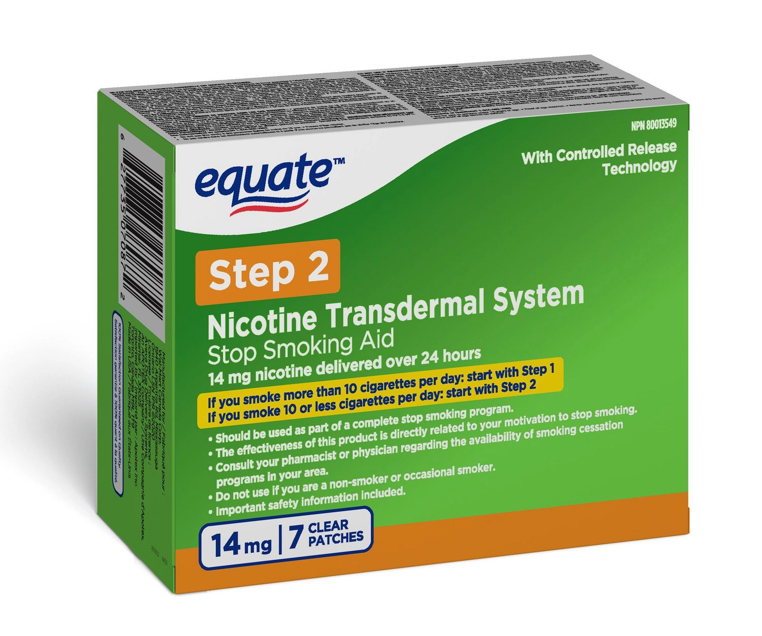 Equate Clear Step 2 Patches, Nicotine Transdermal Patch, 14mg 14 mg ...