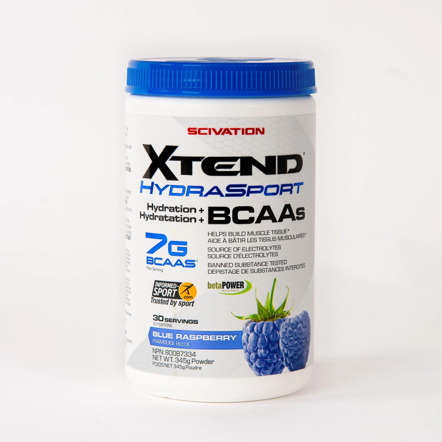 Xtend HydraSport Hydration + BCAAs Blue Raspberry 30 Servings 345g ...