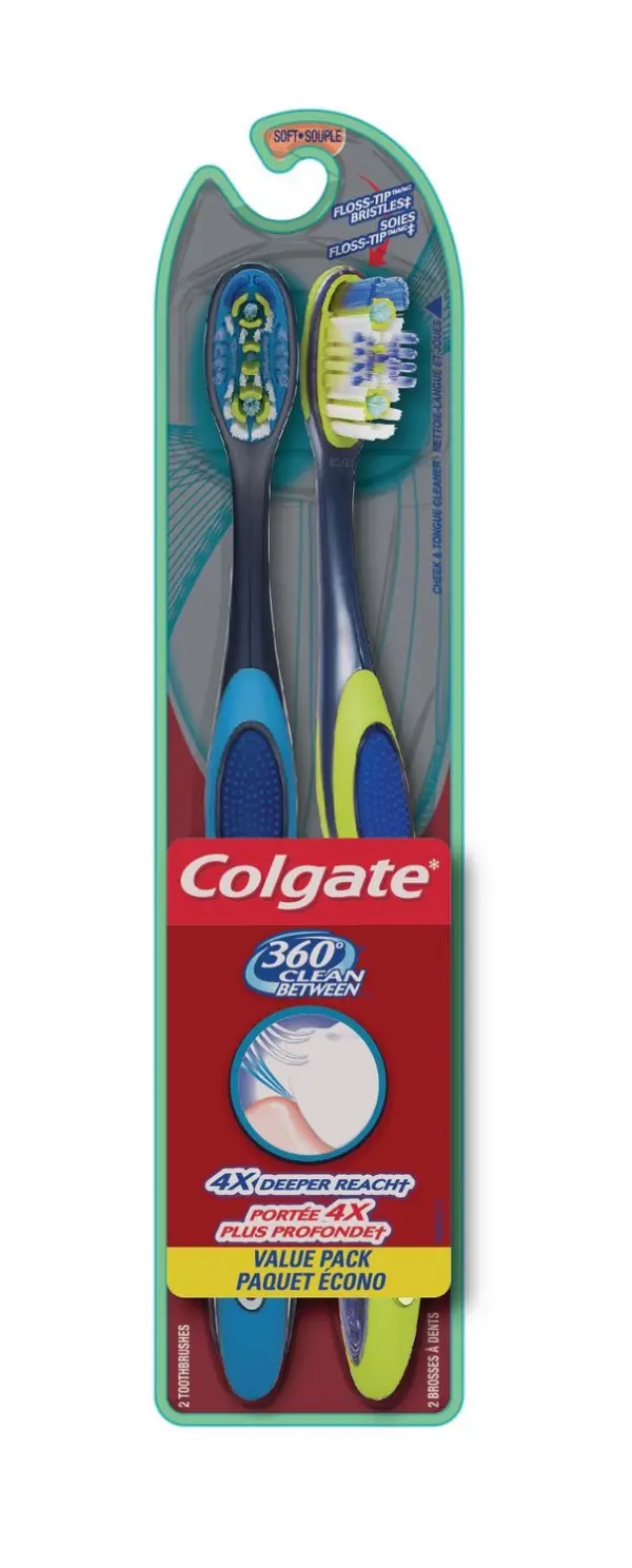 Colgate 360 Clean Between Toothbrush Value Pack, Soft - CTC Health