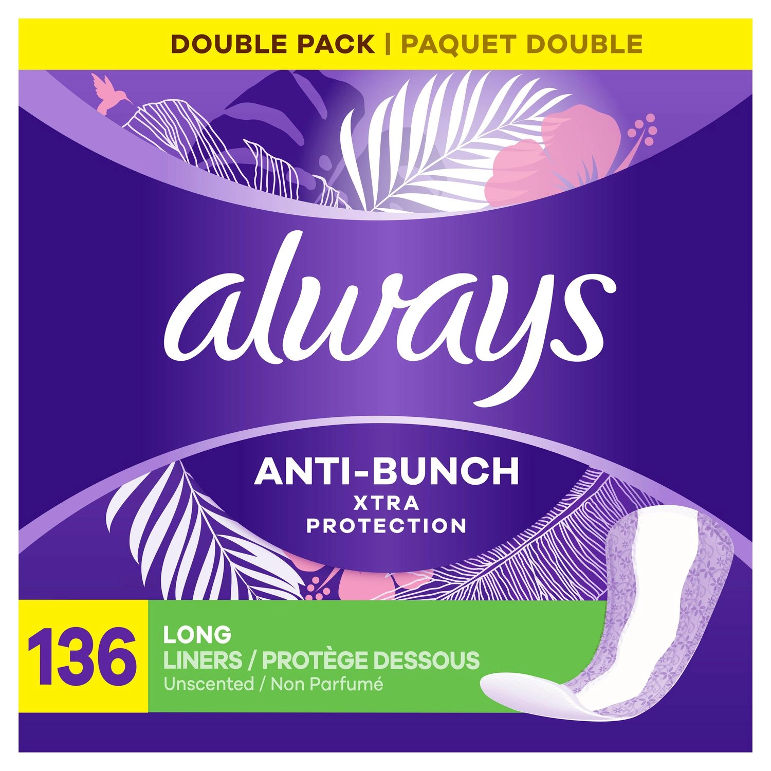 Always Anti-Bunch Xtra Protection Daily Liners Long Unscented - CTC Health