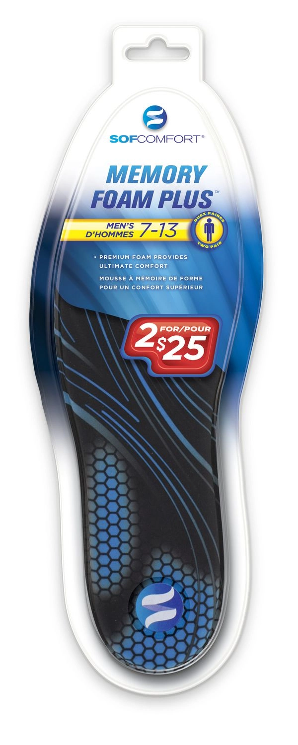 SofComfort Men’s Memory Foam Plus Insoles - 2 Pair - CTC Health